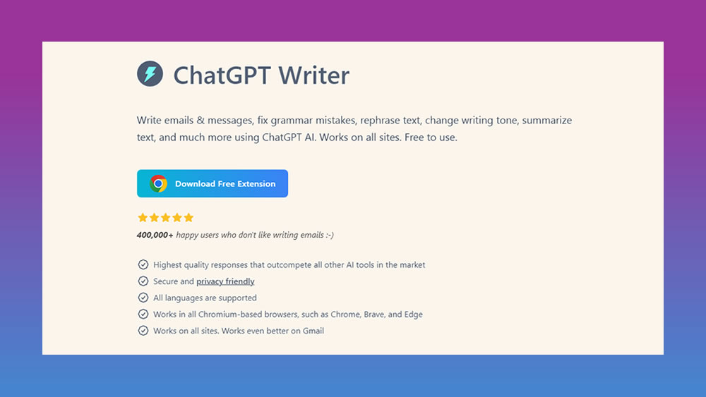 ChatGPT Writer | FuturePedia