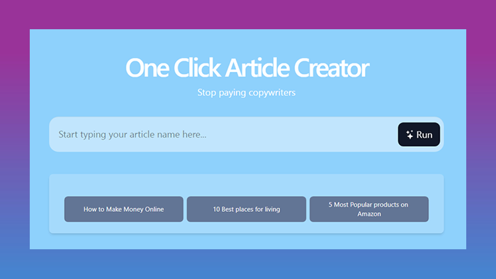 One Click Article Creator | FuturePedia
